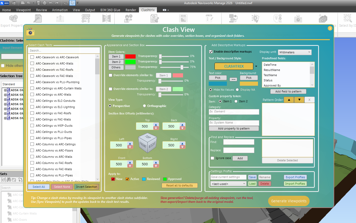 Clashtrix - Navisworks Plugin - Help File