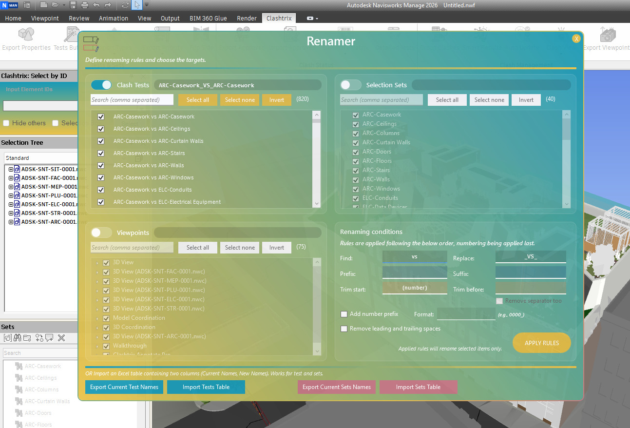 Clashtrix - Navisworks Plugin - Help File